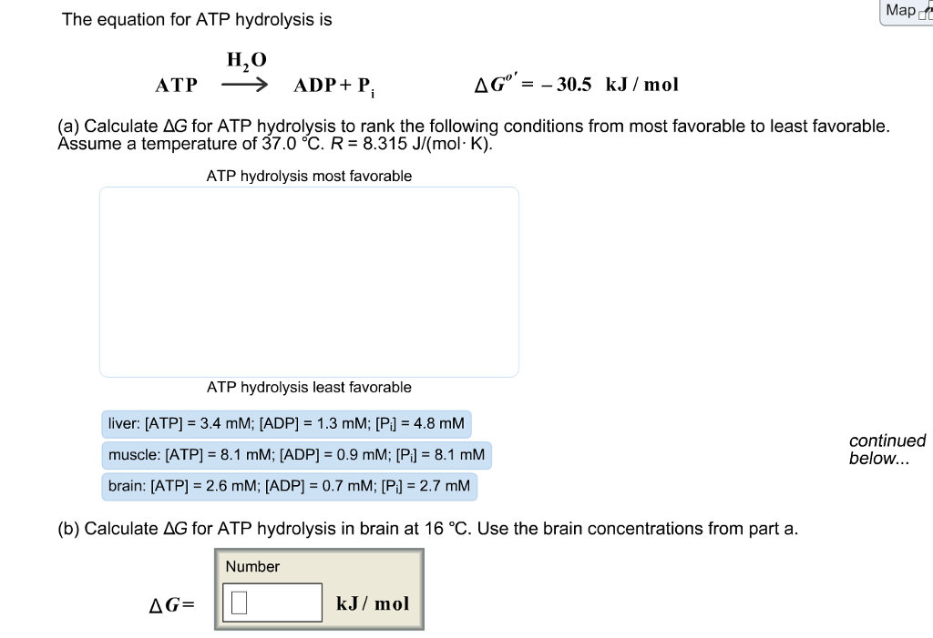 Solved (a) Calculate ΔG for ATP hydrolysis to rank the | Chegg.com