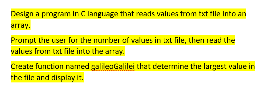 Solved Design a program in C language that reads values from | Chegg.com