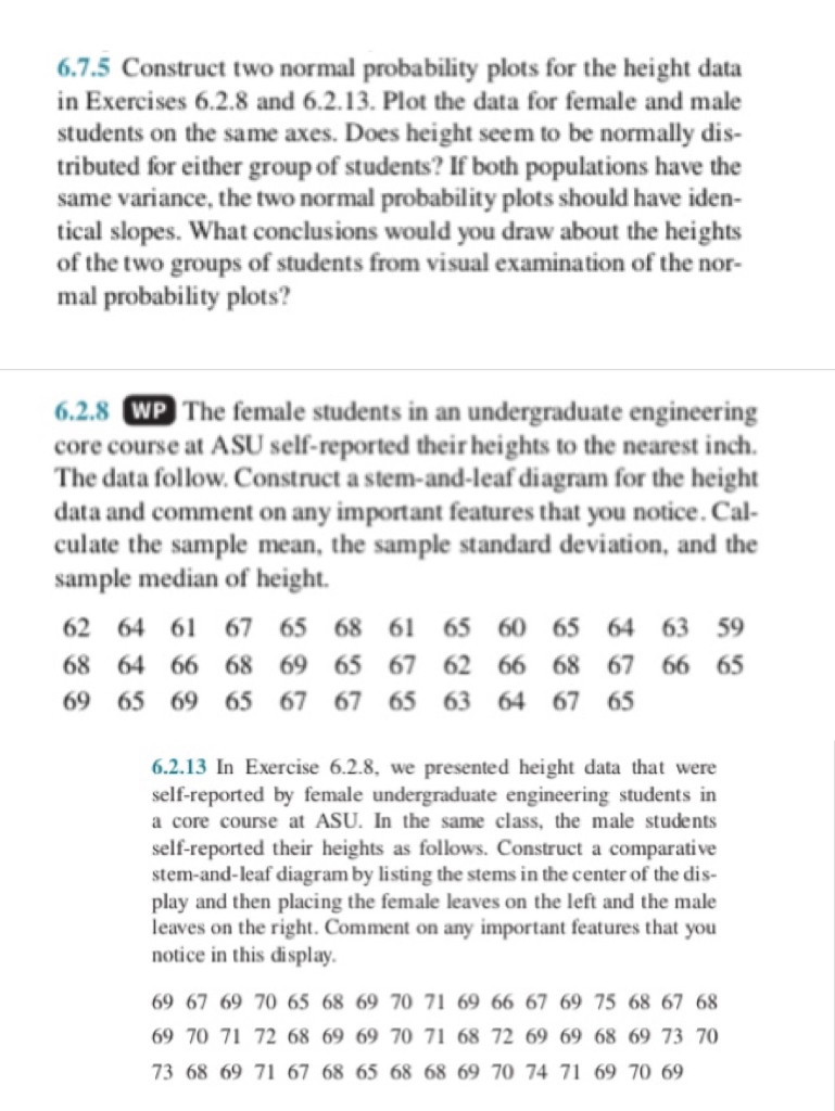 Solved 6.7.5 Construct two normal probability plots for the | Chegg.com