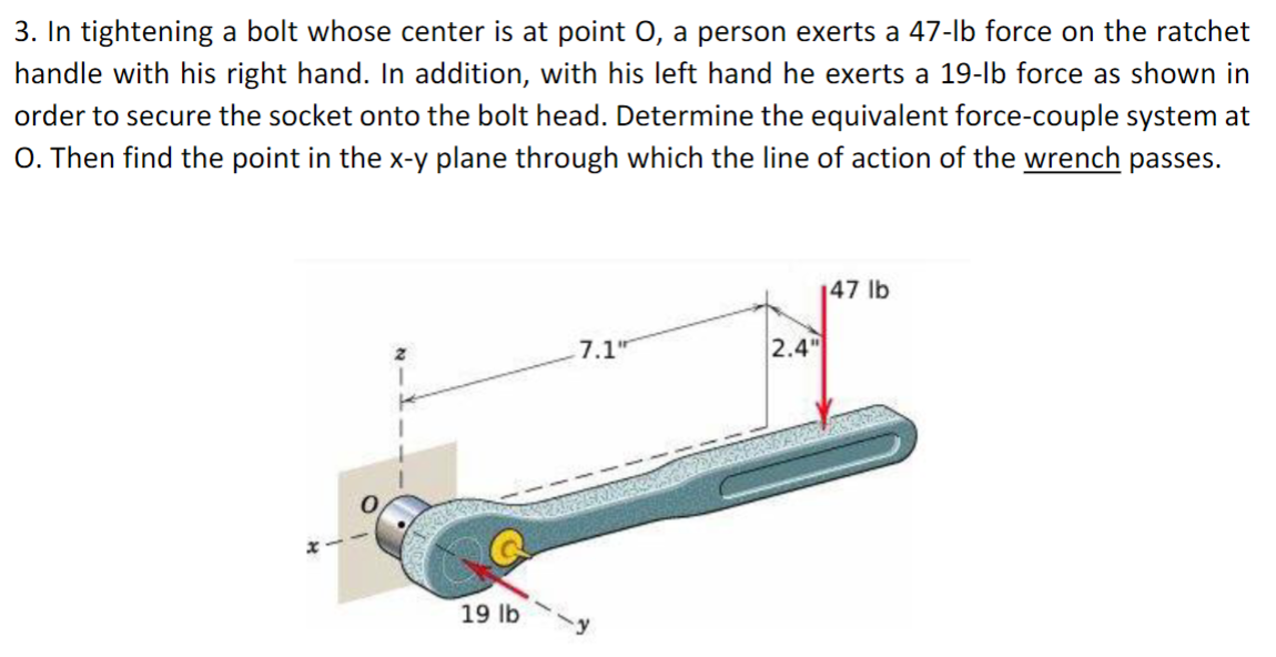 Solved In tightening a bolt whose center is at point 0 , ﻿a | Chegg.com