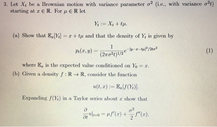 Let X_t Brownian motion with variance parameter | Chegg.com