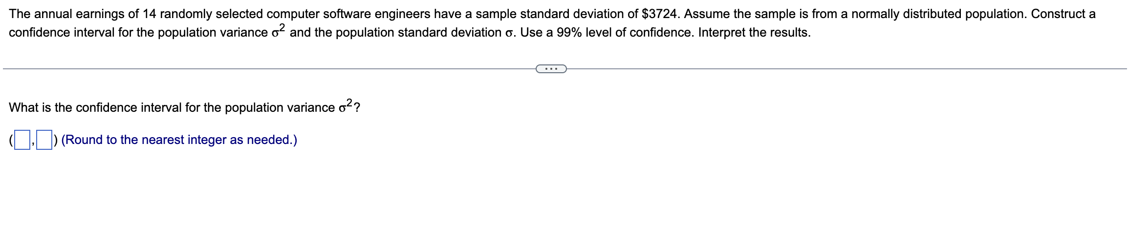 Solved The annual earnings of 14 randomly selected computer | Chegg.com