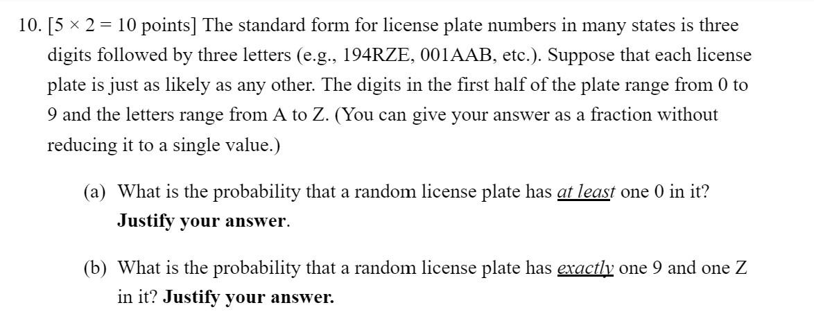 Solved = 10. [5 x 2 = 10 points] The standard form for | Chegg.com