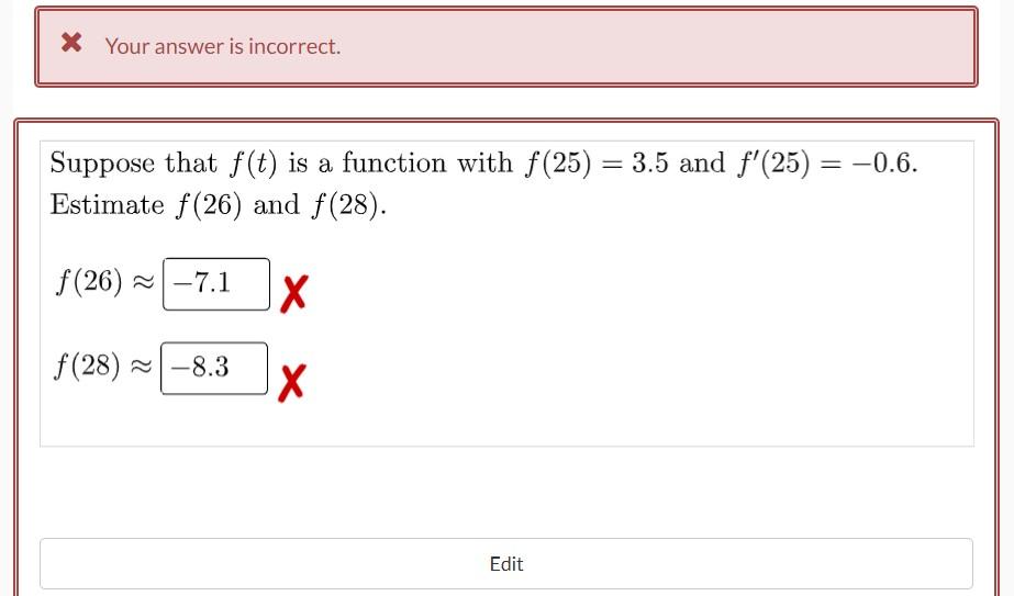 Solved Suppose that f(t) is a function with f(25)=3.5 and | Chegg.com