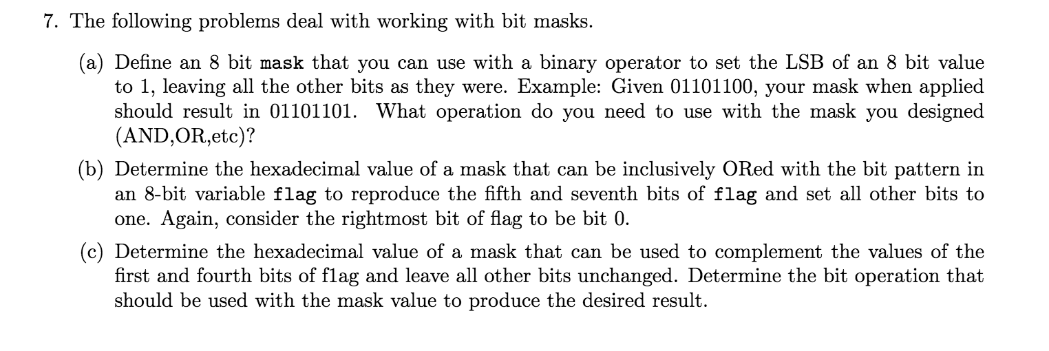 Solved 7. The following problems deal with working with bit | Chegg.com