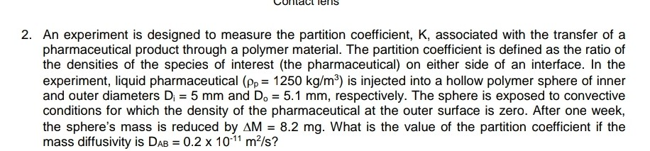 An experiment is designed to measure the partition | Chegg.com