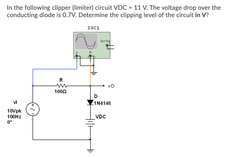 Solved In the following clipper (limiter) circuit VDC = 11 | Chegg.com