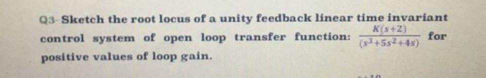 Solved Q3 Sketch the root locus of a unity feedback linear | Chegg.com
