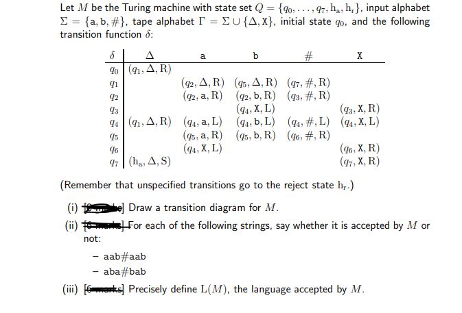 Let \\( M \\) be the Turing machine with state set | Chegg.com