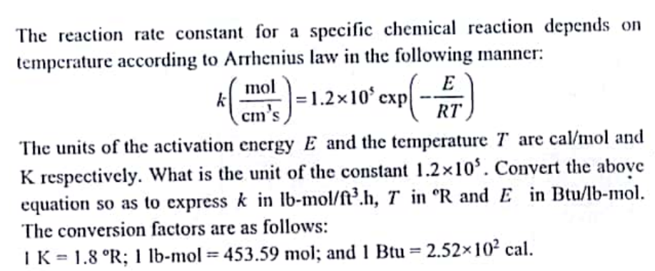 Solved The reaction rate constant for a specific chemical | Chegg.com