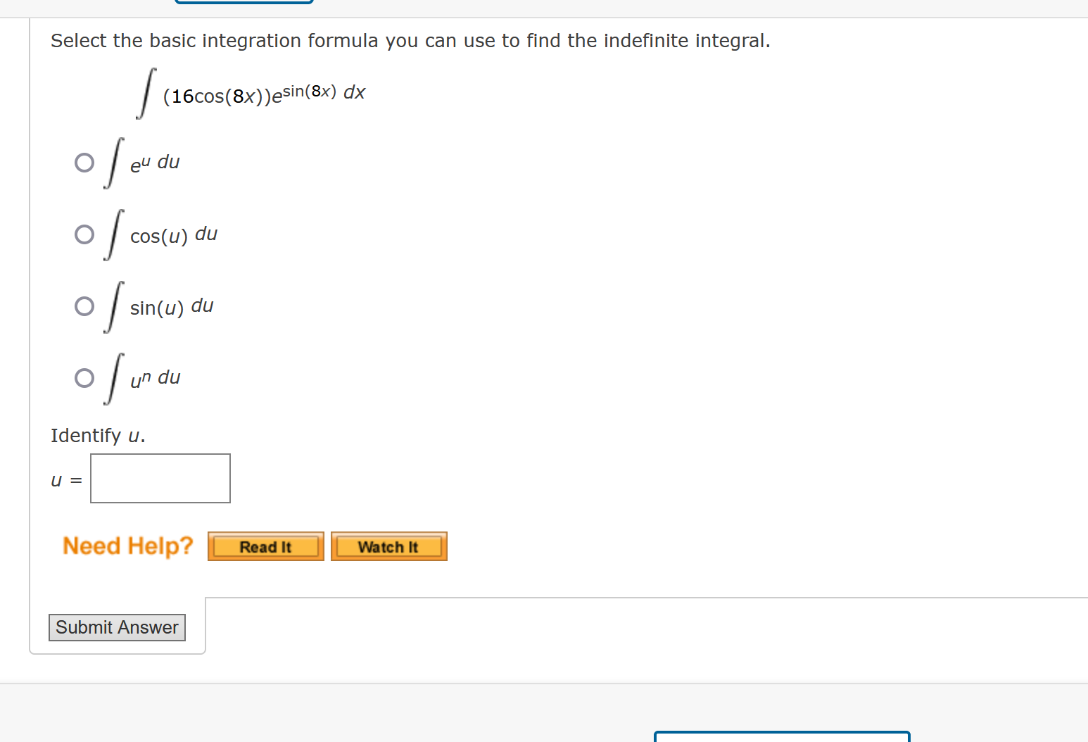 Solved Select the basic integration formula you can use to | Chegg.com