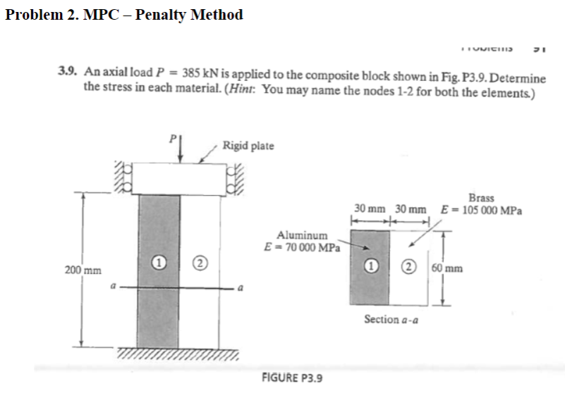 Solved 3.9. An axial load P=385kN is applied to the | Chegg.com