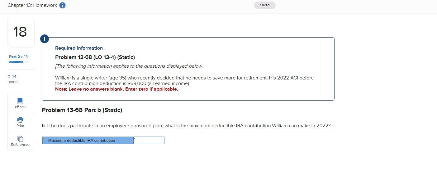 Solved Required information Problem 13-68 (LO 13-4) (Static) | Chegg.com