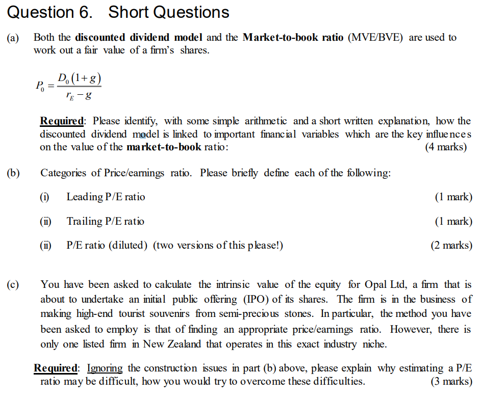 Both the discounted dividend model and the | Chegg.com
