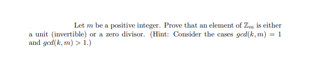 Solved Let m be a positive integer. Prove that an element of | Chegg.com