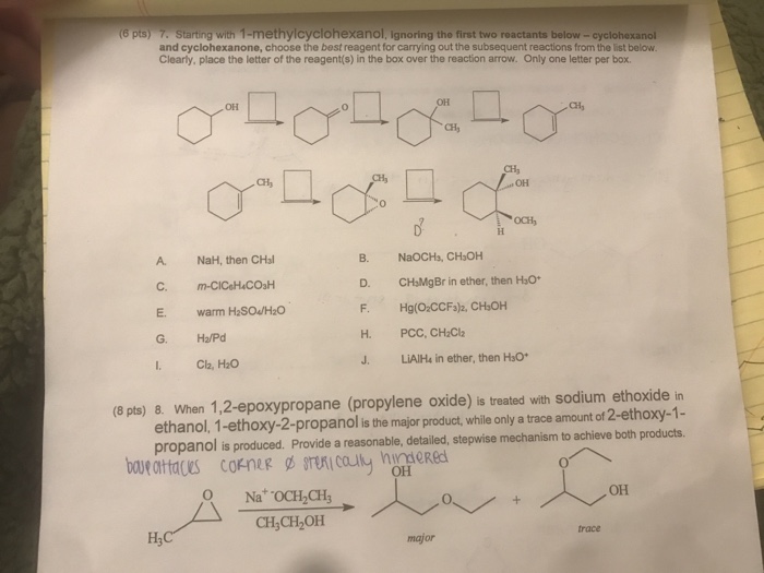 Solved (6 pts) 7. Starting with 1-methylcyclohexanol, | Chegg.com
