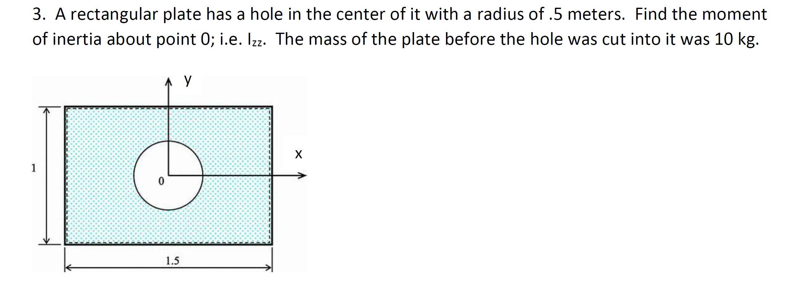 Solved 3. A rectangular plate has a hole in the center of it | Chegg.com