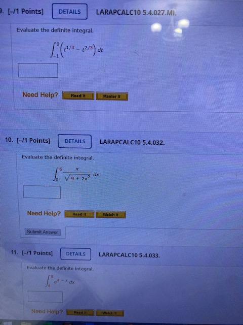 Solved 3. [-/1 Points] DETAILS LARAPCALC10 5.4.027.MI. | Chegg.com