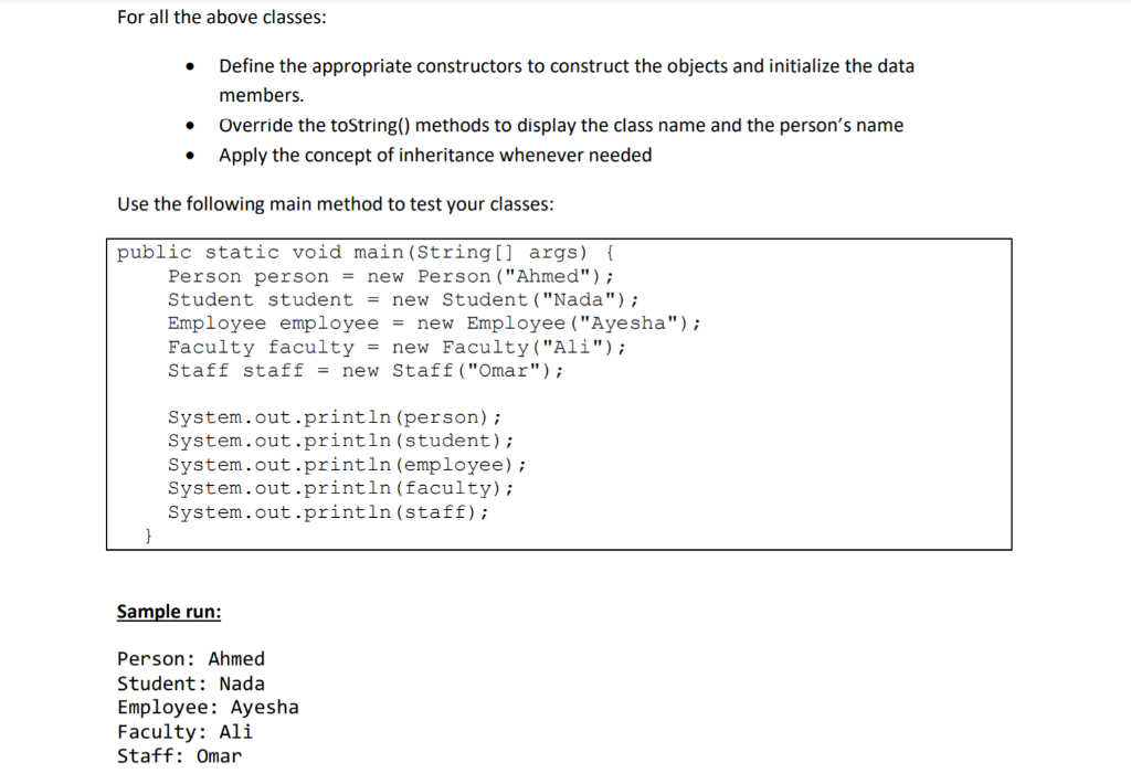Solved Problem 3: The Person, Student, Employee, Faculty, | Chegg.com