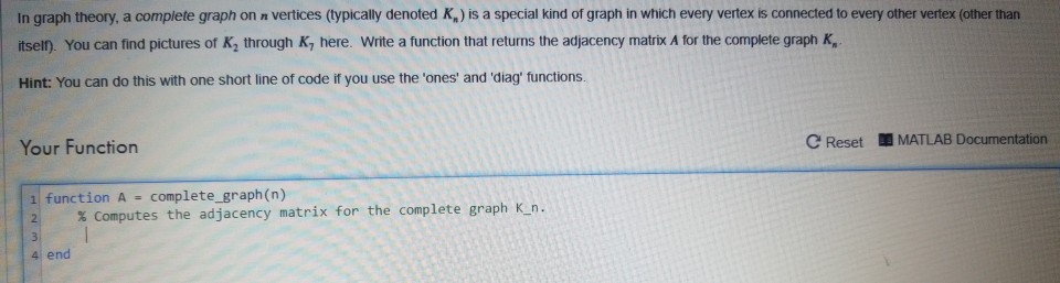 Solved In graph theory, a complete graph on n vertices | Chegg.com