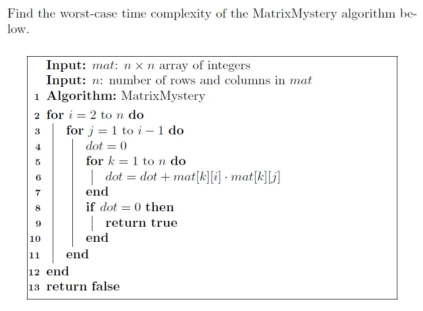 Solved Find the worst-case time complexity of the | Chegg.com