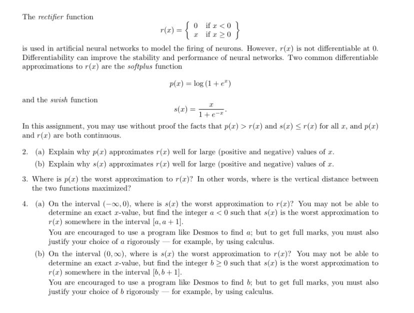 Solved The rectifier function r(x)={0x if x