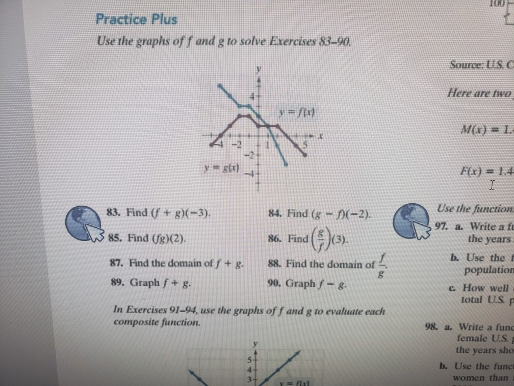 Solved Practice Plus Use the graphs of f and g to solve | Chegg.com