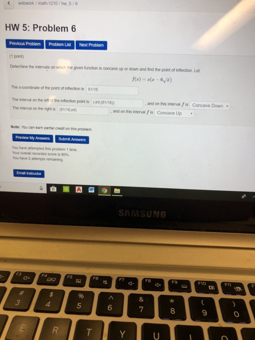 Solved webwork/ math-1210/ hw 5/5 HW 5: Problem 5 Previous | Chegg.com