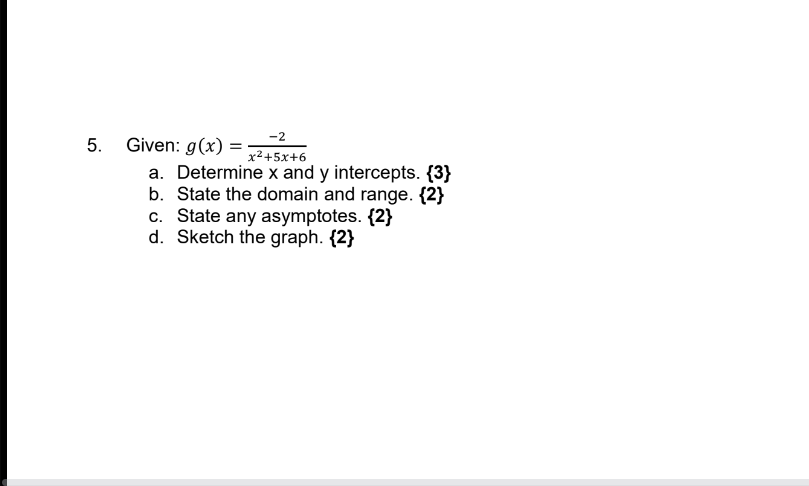 Solved 5. Given: g(x)=x2+5x+6−2 a. Determine x and y | Chegg.com