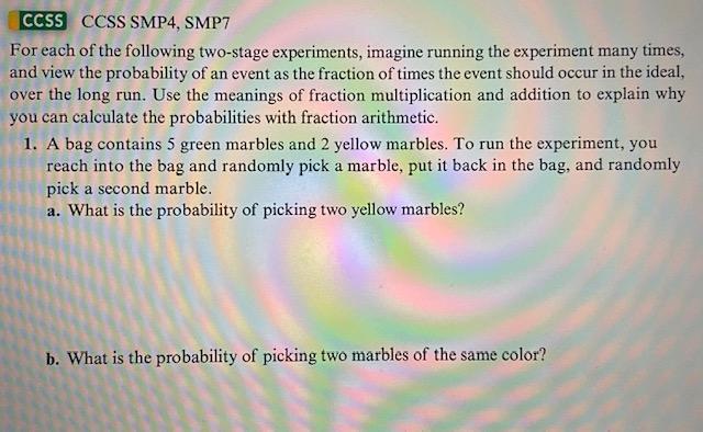 For each of the following two-stage experiments, | Chegg.com