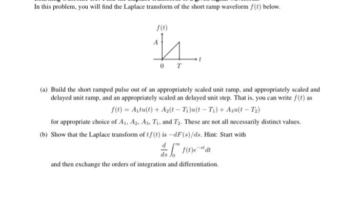 Solved In this problem, you will find the Laplace transform | Chegg.com