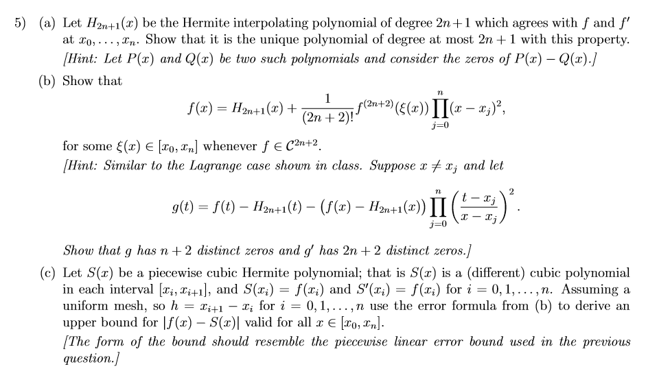 5) (a) Let H2n+1(1) be the Hermite interpolating | Chegg.com