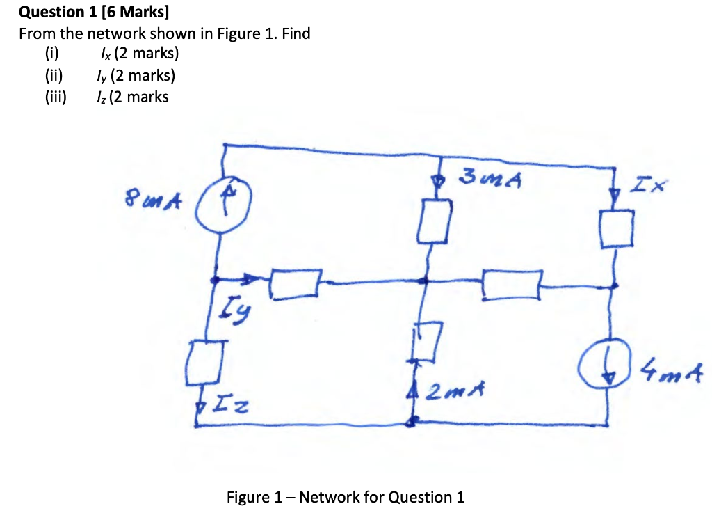 Solved Question 1 [6 Marks] From the network shown in Figure | Chegg.com