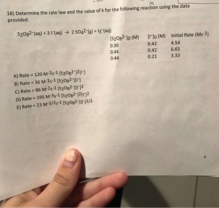 Solved 18) Determine the rate law and the value ofkfor the | Chegg.com