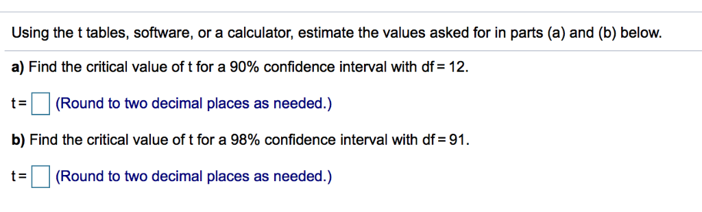Solved Using the t tables, software, or a calculator, | Chegg.com