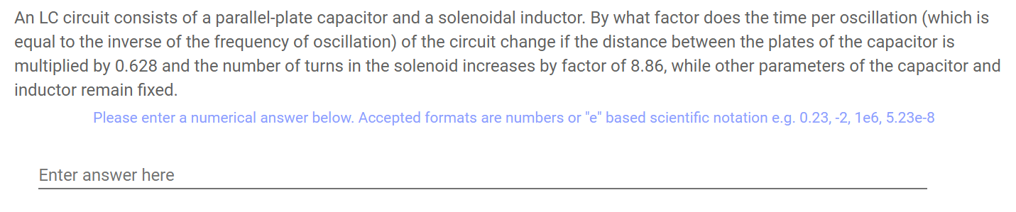 Solved An LC circuit consists of a parallel-plate capacitor | Chegg.com