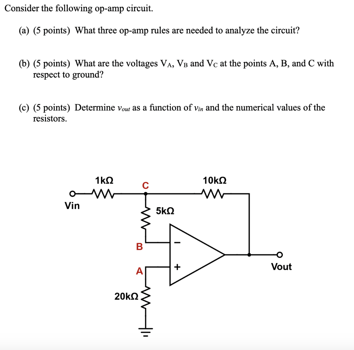 Solved Consider the following op-amp circuit.(a) (5 ﻿points) | Chegg.com