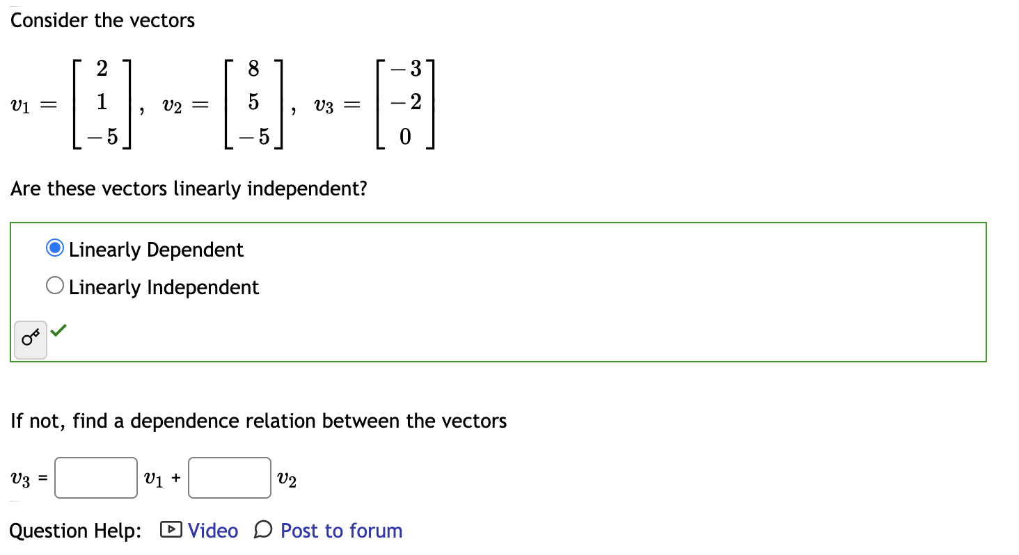Solved Consider the vectors -3 ----- = -2 0 Are these | Chegg.com