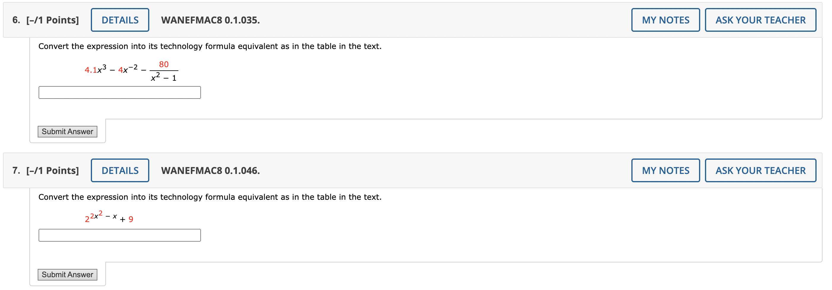 Solved Convert the expression into its technology formula | Chegg.com