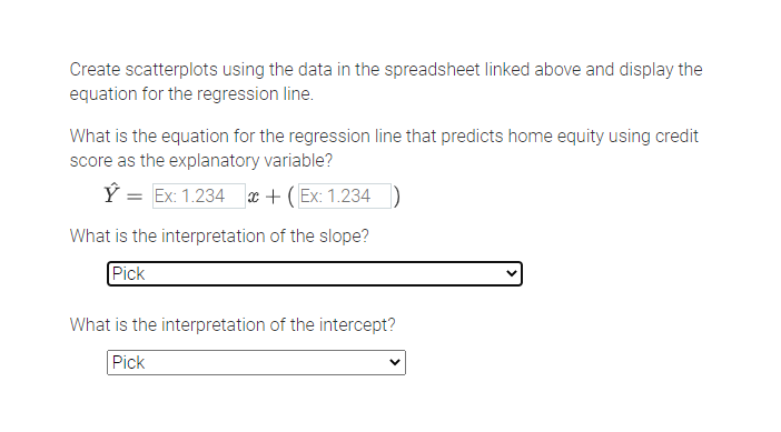 Create scatterplots using the data in the spreadsheet | Chegg.com