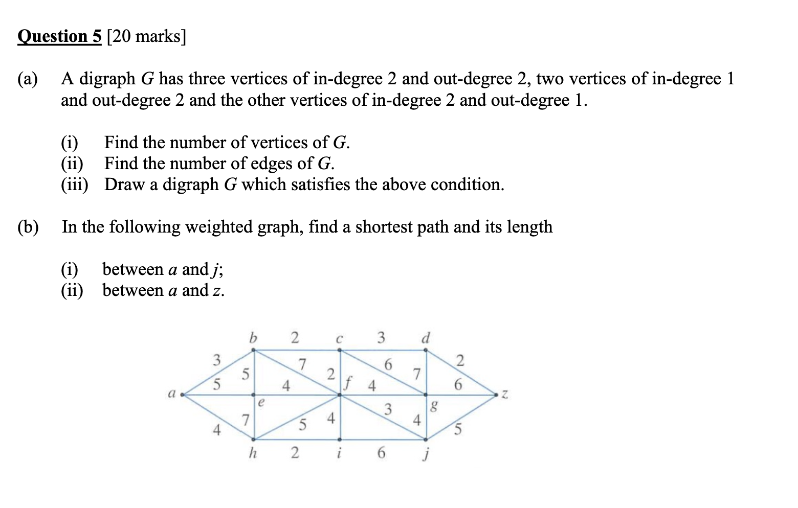 Solved Question 5 [20 marks] (a) A digraph G has three | Chegg.com