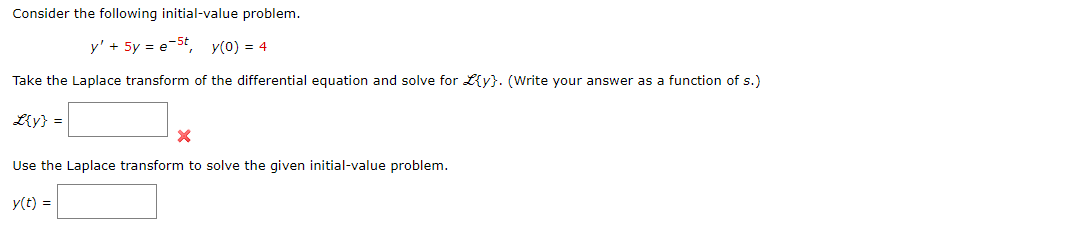 Solved Consider the following initial-value problem. y' + 5y | Chegg.com