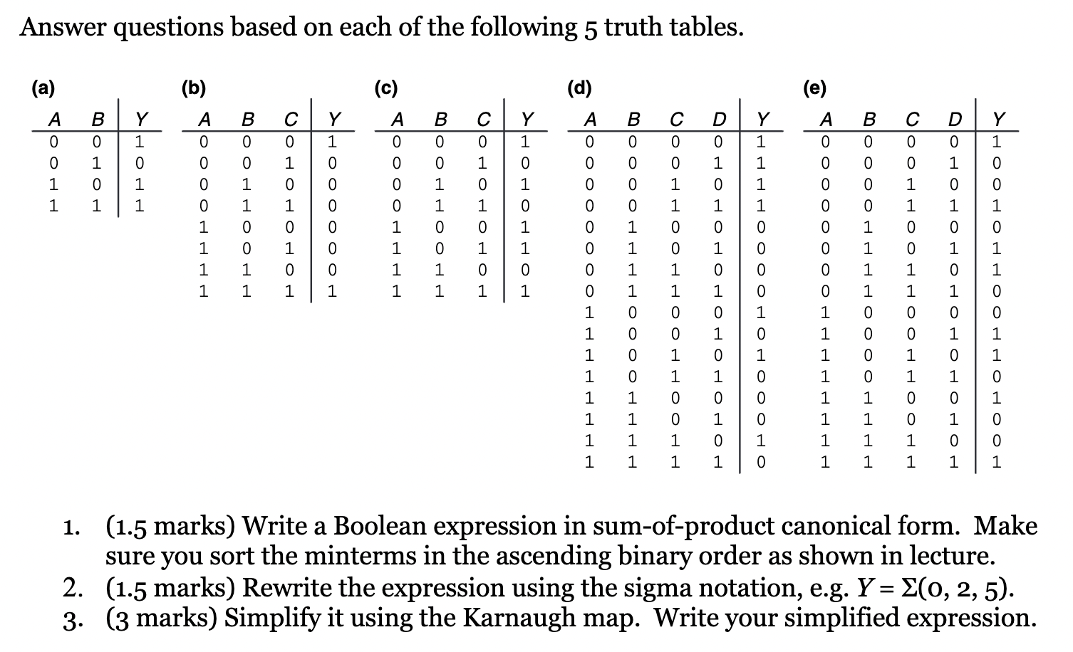 Solved Answer questions based on each of the following 5 | Chegg.com