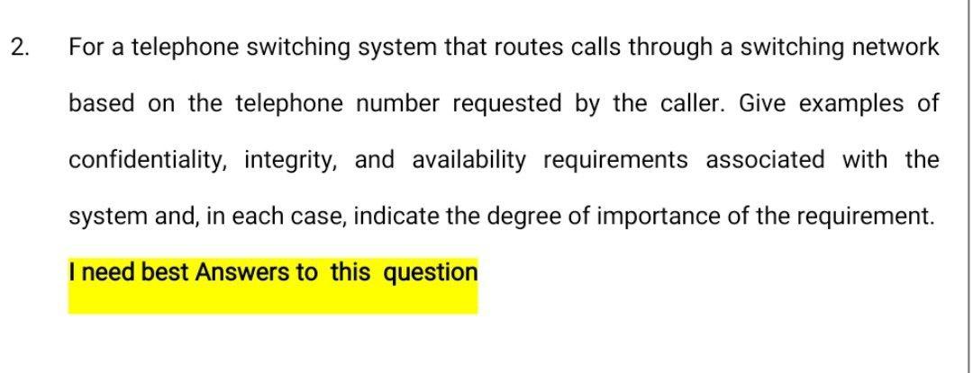 Solved 2. For a telephone switching system that routes calls | Chegg.com