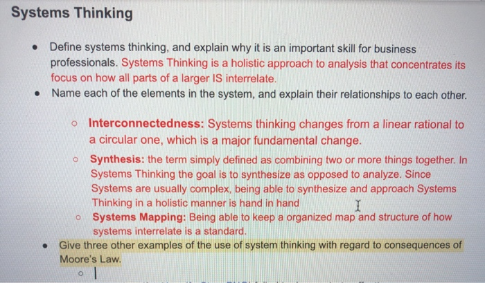 Solved Systems Thinking Define systems thinking, and explain | Chegg.com