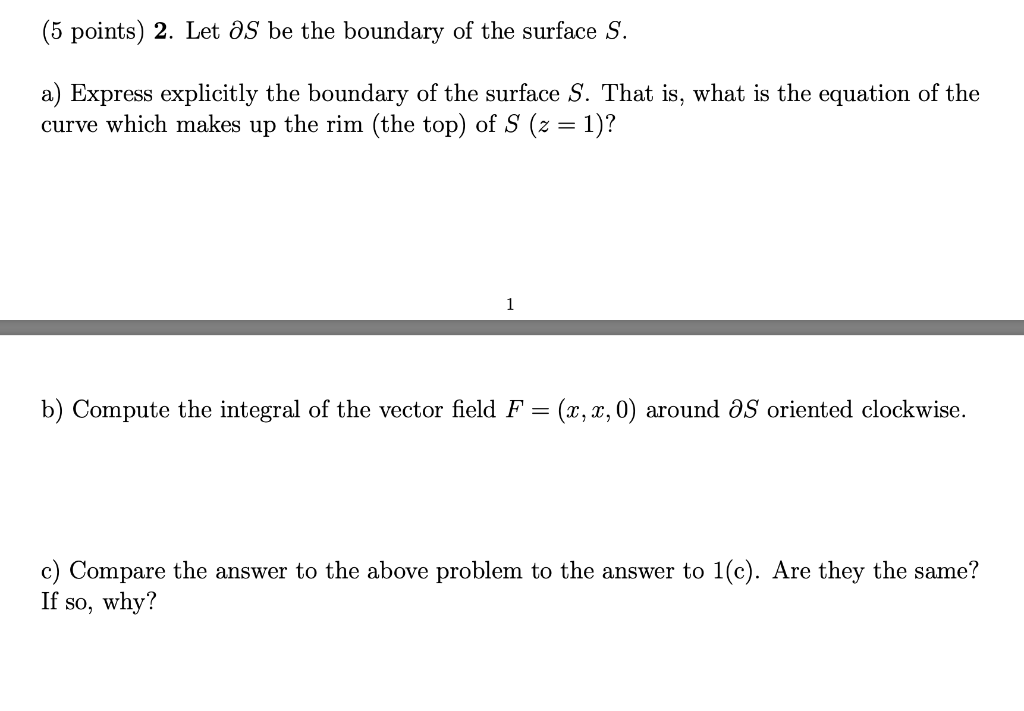 Solved (5 points) 2. Let as be the boundary of the surface | Chegg.com