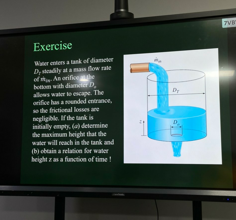 Solved 7VB Exercise Min Water enters a tank of diameter D, | Chegg.com