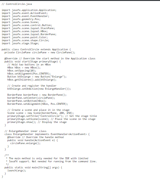 // Controlcircle.java import | Chegg.com