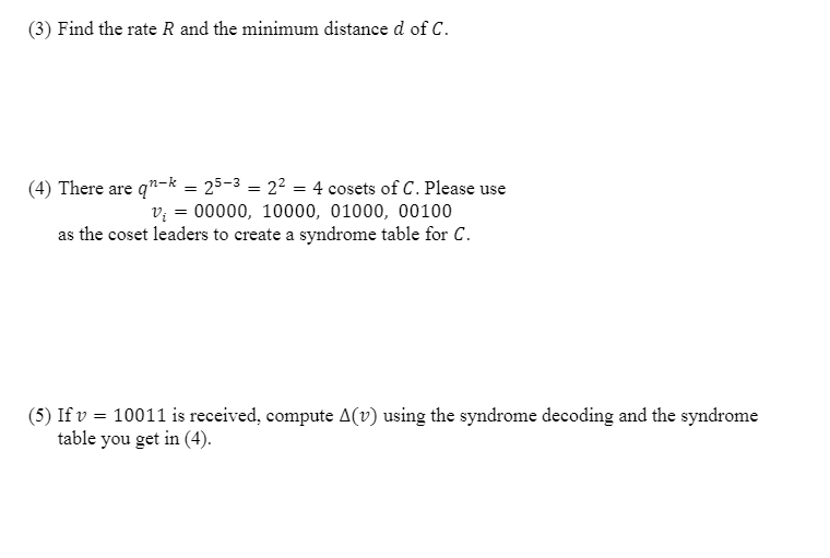 Solved 7 16 Suppose That C Is A Binary Linear Code And 