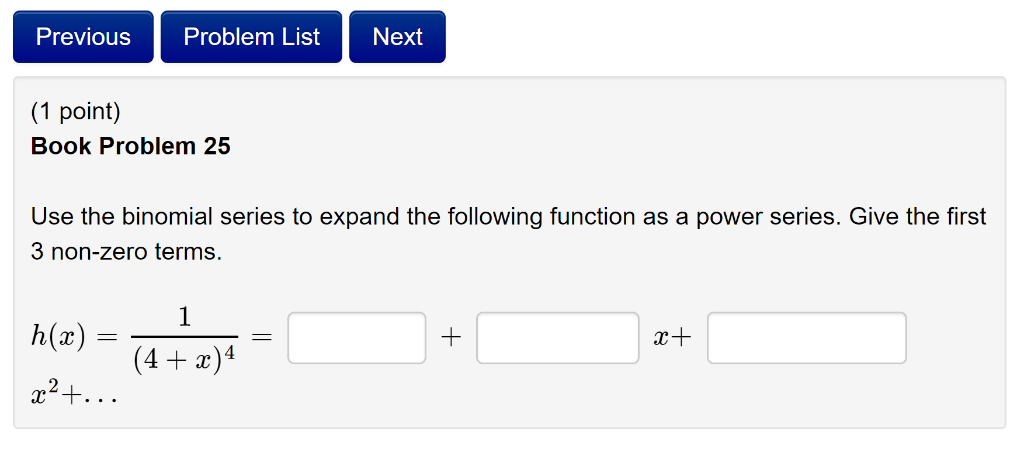 Solved Problem List Next Previous (1 point) Book Problem 25 | Chegg.com